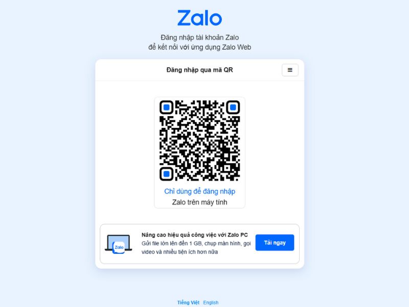 Zalo Web 5 bước đăng nhập nhanh và đơn giản trên máy tính